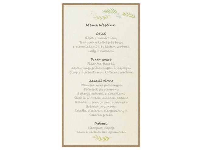 ślubne menu Kwiatki 2506 | PAMAS