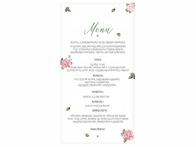 ślubne menu Róże 3706 | PAMAS