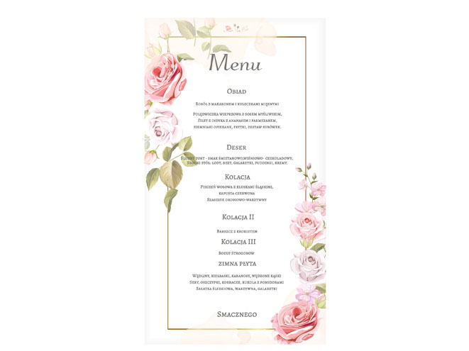 ślubne menu Róże 4006 | PAMAS